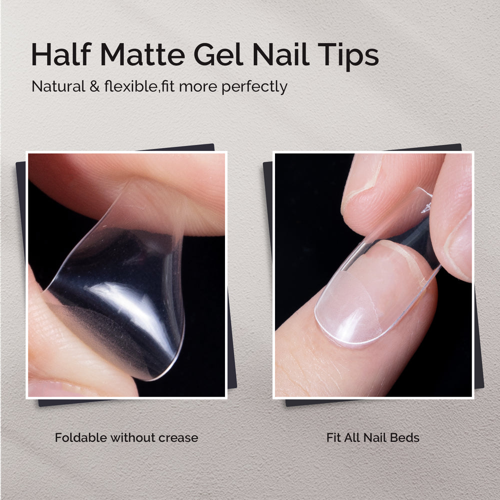 Half Matte Pre-Shaped Acrylic Nail Extension Tips