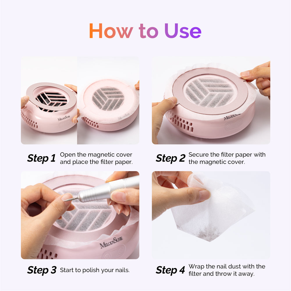 120Pcs Disposable Filter Papers for HPROA Nail Dust Collector
