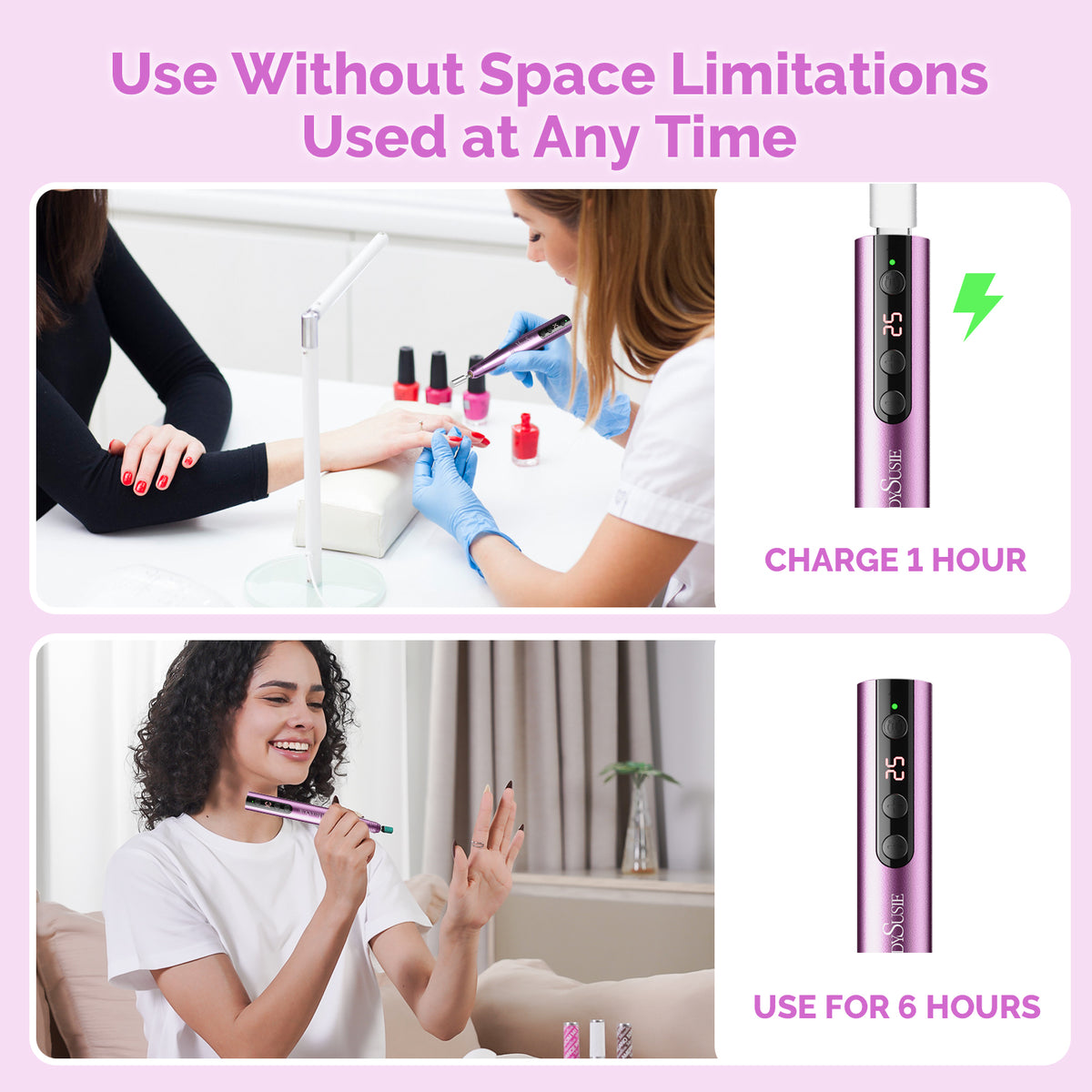 MelodySusie Portable Electric Nail Drill, Efile Electrical File Kit ...